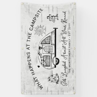 Fun Personalized Rustic Camping Banner | Zazzle