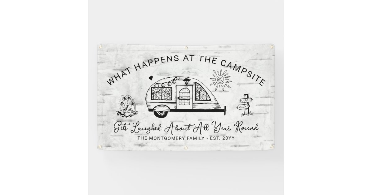 Fun Personalized Rustic Camping Banner | Zazzle
