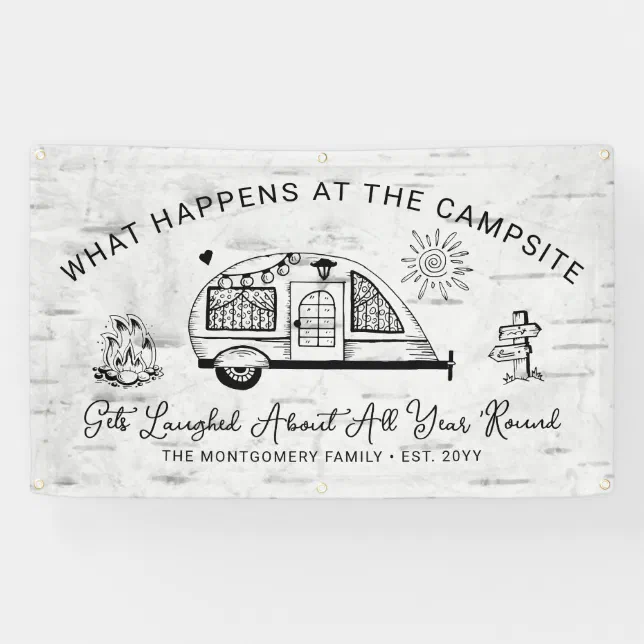 Fun Personalized Rustic Camping Banner | Zazzle