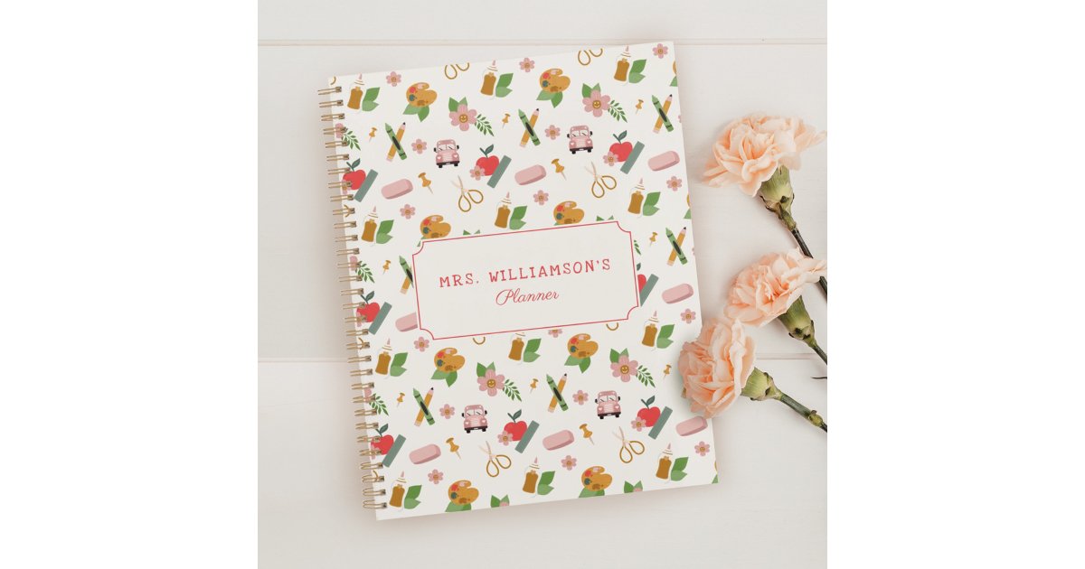 Fun Personalized School Teacher Pattern Planner | Zazzle