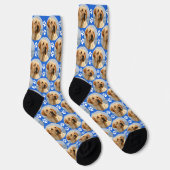 Fun Pet Photo Paw Prints Custom Blue Pattern Dog Socks | Zazzle