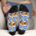 Fun Pet Photo Paw Prints Custom Blue Pattern Dog Socks | Zazzle