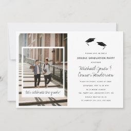 Fun Photo Collage Double Graduation Party Invitation | Zazzle