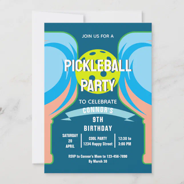 Fun Pickleball Birthday Party Invitation for Sport | Zazzle
