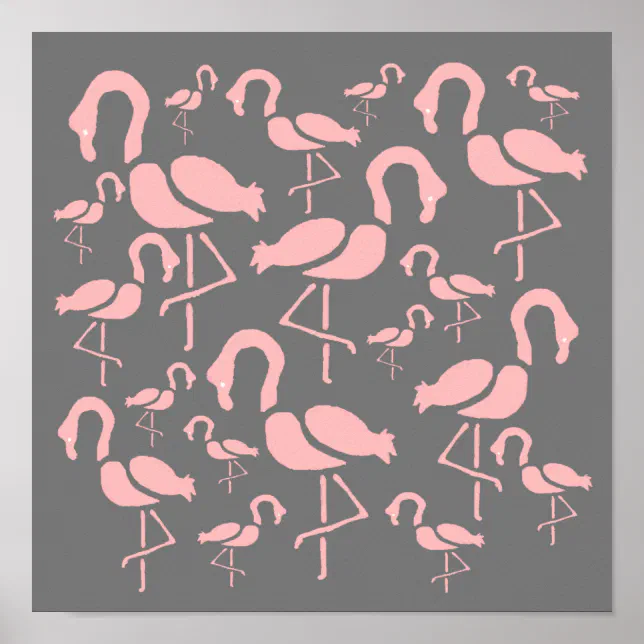 Fun Pink Flamingo bird art Poster | Zazzle
