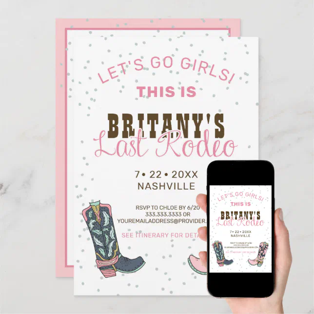 Fun Pink Last Rodeo Bachelorette Party Invitation | Zazzle