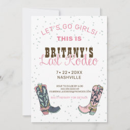 Fun Pink Last Rodeo Bachelorette Party Invitation | Zazzle