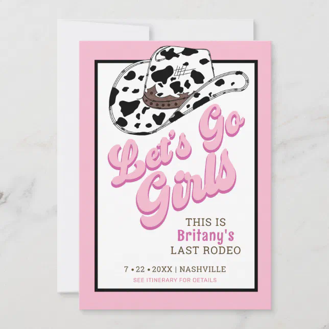 Fun Pink Let's Go Girls Bachelorette Party Invitation | Zazzle