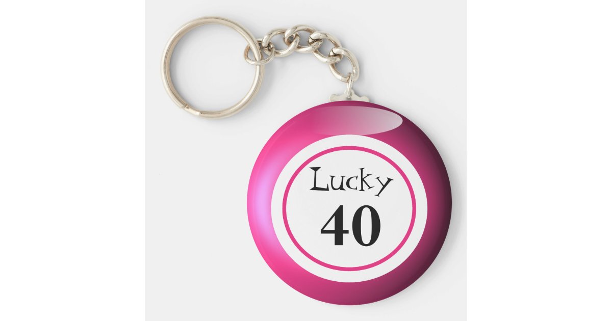 Fun Pink Lucky Number Bingo Ball Theme Keychain | Zazzle