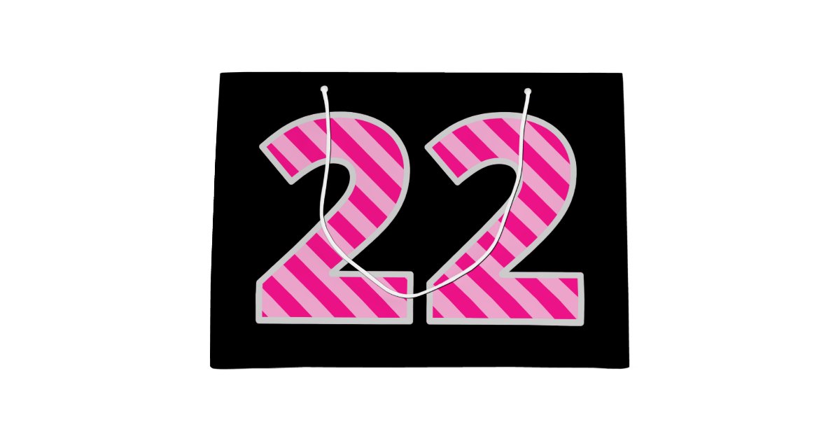 Fun Pink Striped "22"; Happy 22nd Birthday; Name Large Gift Bag | Zazzle