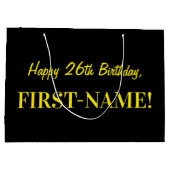 Fun Pink Striped "26"; Happy 26th Birthday; Name Large Gift Bag | Zazzle