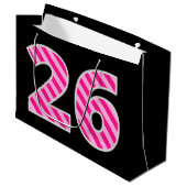 Fun Pink Striped "26"; Happy 26th Birthday; Name Large Gift Bag | Zazzle