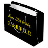 Fun Pink Striped "86"; Happy 86th Birthday; Name Large Gift Bag | Zazzle