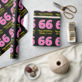 Fun Pink Stripes "66"; Happy 66th Birthday; Name Wrapping Paper | Zazzle