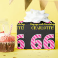 Fun Pink Stripes "66"; Happy 66th Birthday; Name Wrapping Paper | Zazzle