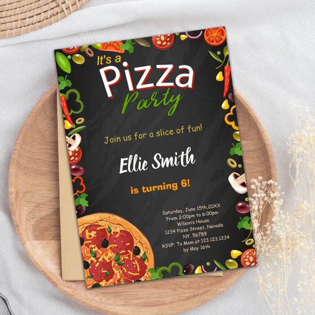 Fun Pizza Party Theme Invitation | Zazzle