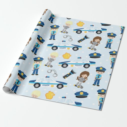 Fun Police pattern Party wrapping paper | Zazzle