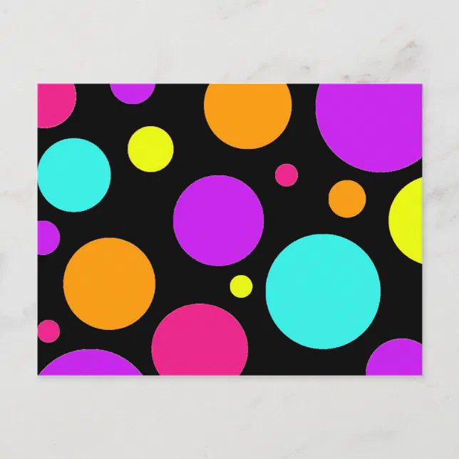 Fun Polka Dots Black Orange Purple Teal Pink Postcard | Zazzle