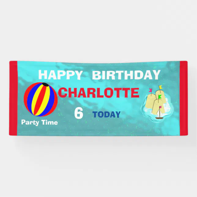 Fun Pool Beach Swim Party Personalized Banner | Zazzle