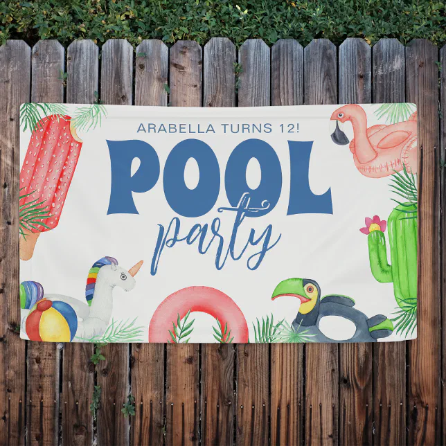 Fun Pool Party | Birthday Banner | Zazzle