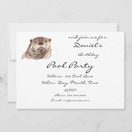 Fun Pool Party Birthday Cute Otters Invite | Zazzle