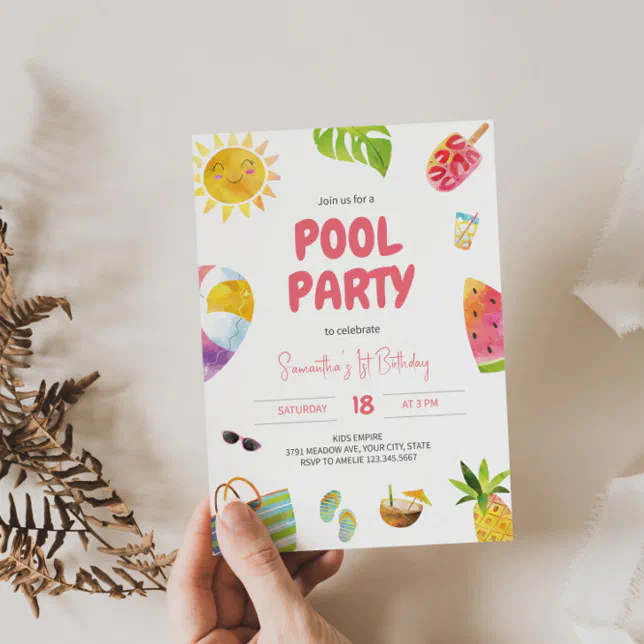 Fun Pool Party Birthday Invitation | Zazzle