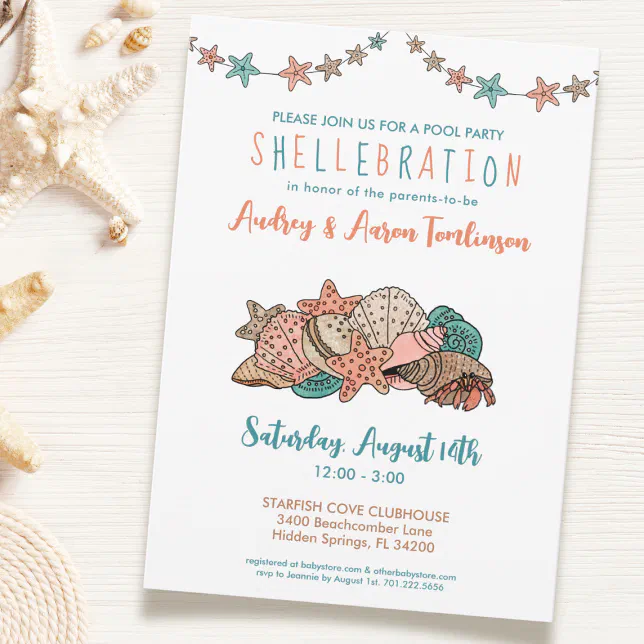 Fun Pool Party Couples Beach Baby Shower Invitation | Zazzle