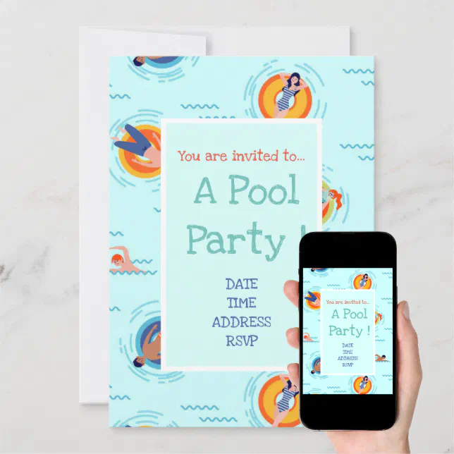 Fun Pool Party cute and modern Invitation | Zazzle