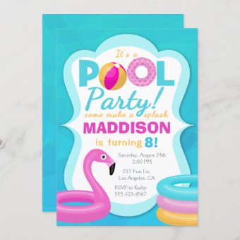 Fun Pool Party Inflatable Birthday Invitation | Zazzle