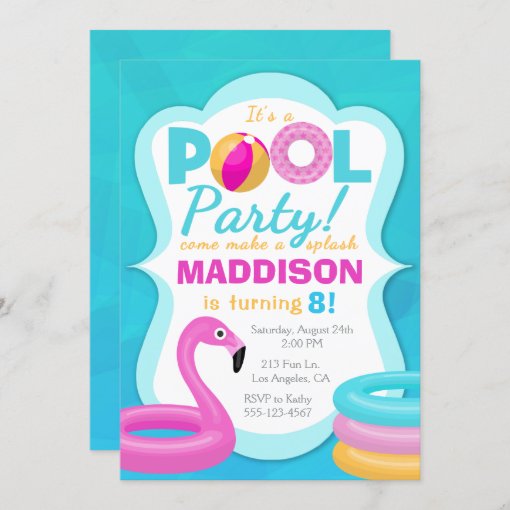 Fun Pool Party Inflatable Birthday Invitation | Zazzle