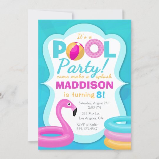 Fun Pool Party Inflatable Birthday Invitation | Zazzle.com