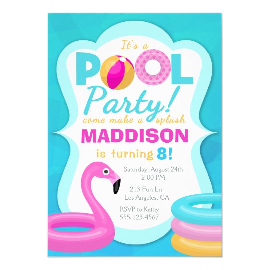 Fun Pool Party Inflatable Birthday Invitation | Zazzle.com