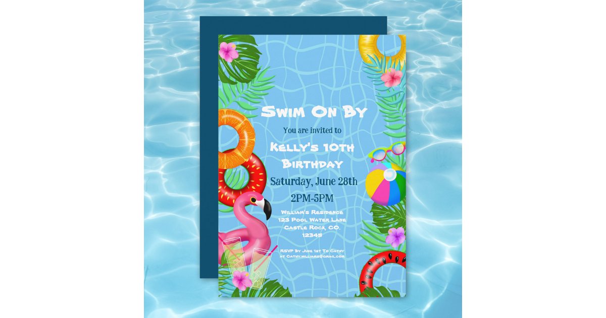 Fun Pool Party Swimming Birthday Invitation | Zazzle