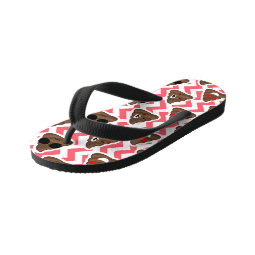 Fun Poop Emoji Red ZigZag Pattern Kid's Flip Flops | Zazzle