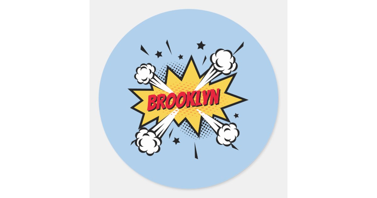 Fun pop art comic book style callout logo classic round sticker | Zazzle