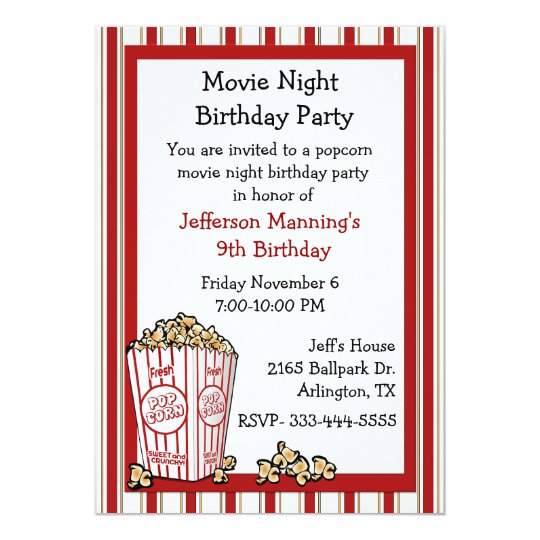 Fun Popcorn Birthday Party Invitation | Zazzle.com