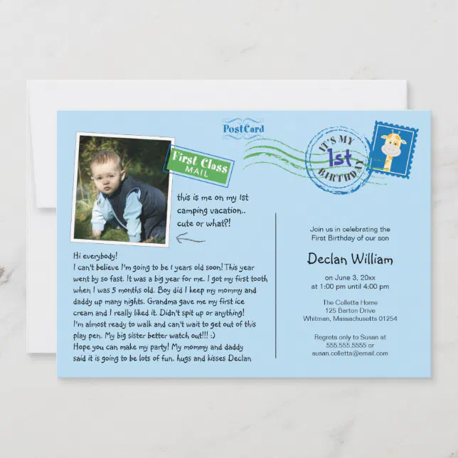 Fun Postcard Birthday Party Invitation | Zazzle