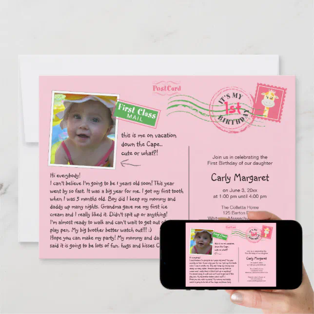 Fun Postcard Birthday Party Invitation | Zazzle