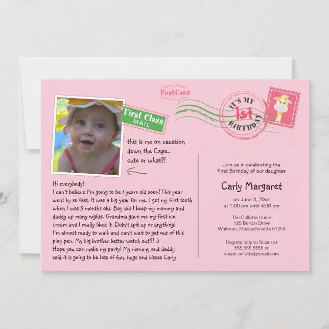 Fun Postcard Birthday Party Invitation | Zazzle