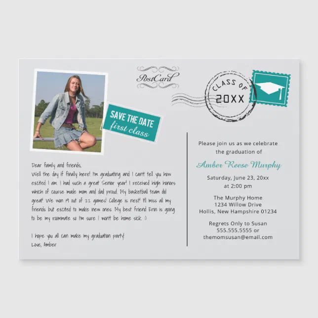 Fun Postcard Style Graduation Party Invitation | Zazzle