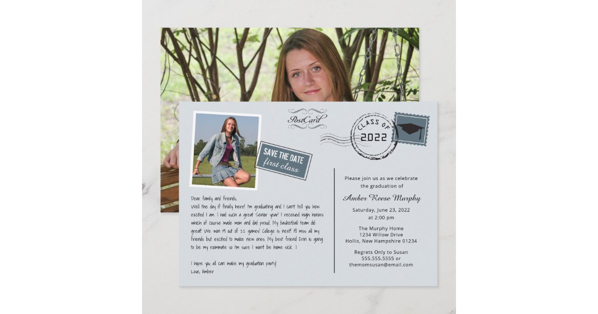 Fun Postcard Style Graduation Party Invitation | Zazzle