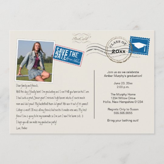 Fun Postcard Style Graduation Party Invitation | Zazzle.com