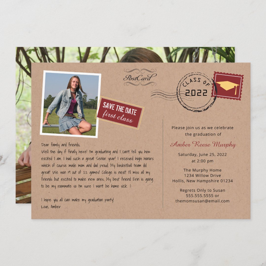 Fun Postcard Style Graduation Party Invitation | Zazzle
