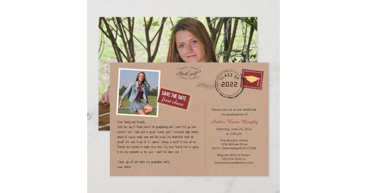 Fun Postcard Style Graduation Party Invitation | Zazzle