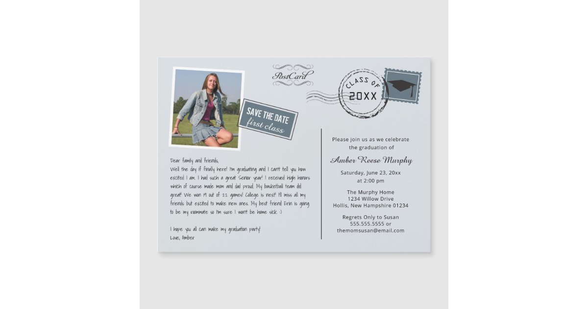 Fun Postcard Style Graduation Party Invitation | Zazzle