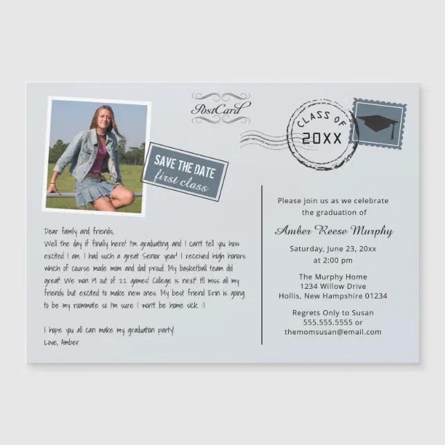 Fun Postcard Style Graduation Party Invitation | Zazzle