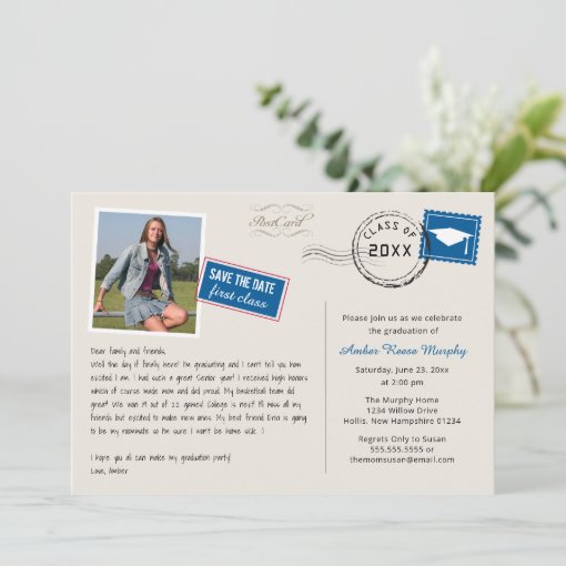 Fun Postcard Style Graduation Party Invitation | Zazzle
