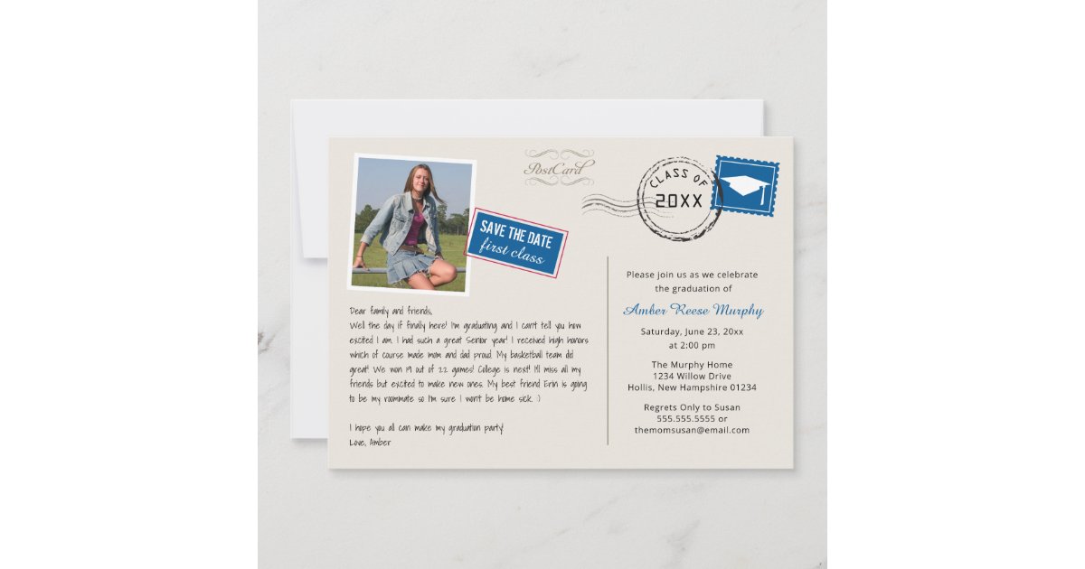 Fun Postcard Style Graduation Party Invitation | Zazzle