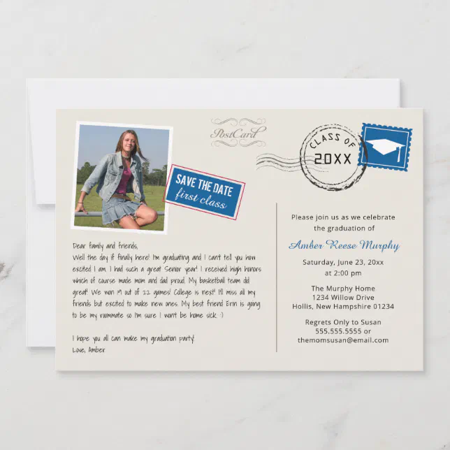 Fun Postcard Style Graduation Party Invitation | Zazzle