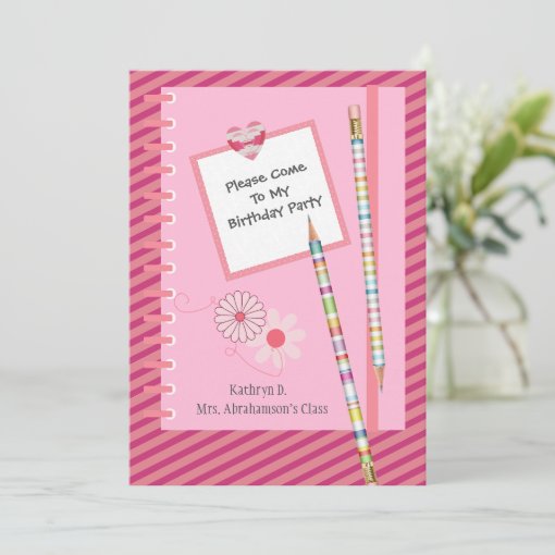 Fun & Pretty Classmate/School Birthday Invitation | Zazzle